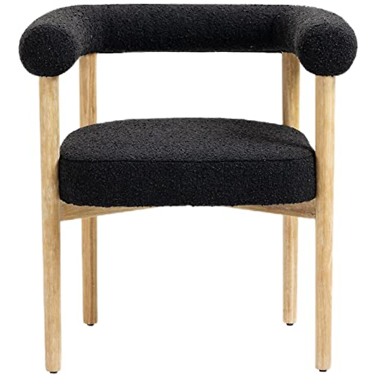 Meridian Furniture 561Black-C Hyatt Collection Mid-Century Modern Dining Chair with Solid Wood Natural Finish, Rich Black Boucle Fabric, 26.5" W x 22" D x 28" H, Black