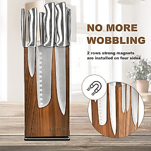 RICHFISH Magnetic Knife Block 360° Rotatable Knife Holder Magnetic Knife Strip Wooden Knife Block without Knives
