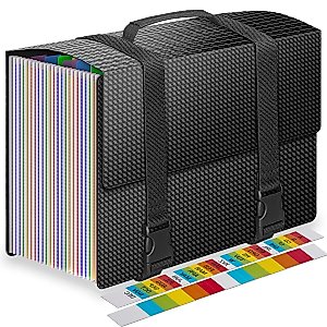 Fun Storage Expanding File Folders,Accordion File Organizer with Handle,25 Pockets Portable Filing Box for Paperwork Documents Paper,A4/Letter Size