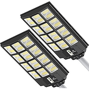 OKPRO Solar Street Lights Outdoor - 1200W Solar Parking Lot Lights, 7000K LED Solar Lights, Dusk to Dawn, Motion Sensor, Commercial Grade