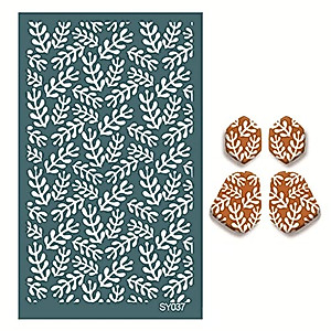 CHBC Silk Screen for Polymer Clay, Reusable Silk Screen Stencils for Polymer Clay, Printing on Clay & Other Jewelry Making Clay Earrings Decoration (1#)