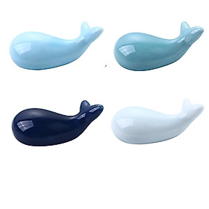 Vctitil 4 Pack Ceramic Whale Chopsticks Holder Cartoon Creative Spoon Rack Fork Knife Rack Table Decor,Kitchen Dinning Table Decoration(Multi)
