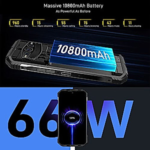 DOOGEE S100 Rugged Smartphone Unlocked, MTK Helio G99 20GB+256GB Android 12 Cell Phone,108MP+20MP Night Vision Camera,6.58" FHD+,10800mAh 66W Charge,Dual SIM 4G Rugged Phone,NFC GPS OTG FM…