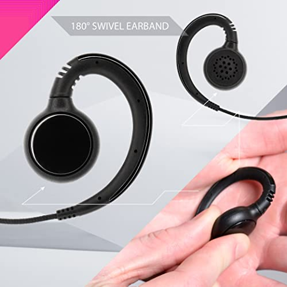 Bommeow BSE12-M1 C-Shape Swivel Style Earpiece Headset for Motorola Radio CP200 CP110 Mag One BPR20