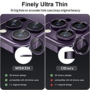 [Upgrade] WSKEN for iPhone 14 Pro Max / iPhone 14 Pro Camera Lens Protector,[Ultra Thin Camera Sticker][Case Friendly]HD Tempered Glass Screen Protector Cover Film for 14 Pro Max / 14 Pro Accessories,Deep Purple