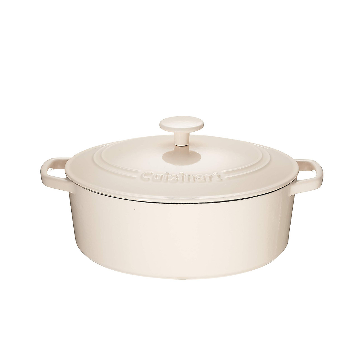 Cuisinart Chef's Classic Enameled Cast Iron 5.5-Quart Oval Covered Casserole, Enameled Cream