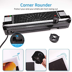 Laminator Machine for A3/A4/A6, YE381 Thermal Laminating Machine for Home Office School Use with 50 Pouches, Paper Trimmer and Corner Rounder (Black-5) (Black-6)