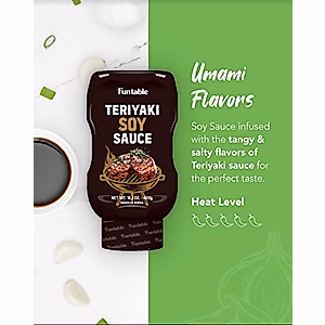 FUNTABLE TERIYAKI SOY SAUCE - Teriyaki Flavored Sweet Soy Sauce for Dipping, Glazing, Marinade, Seasoning for Korean Bulgogi, Meats, Grill (14.1OZ)