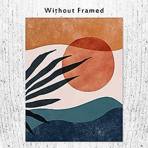 Abstract Wall Art for Living Room Boho Print Set Terracotta Wall Art Abstract Palm Leaf Art, SET of 2, 8x10 Inch Unframed