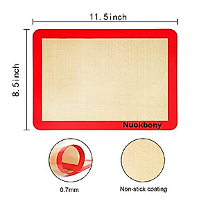 Nuokbony Silicone Baking Mat Non-Stick Reusable Food Safe Heat Resistant BPA Free Kitchen Professional Baking Mat Set 3 Quarter Sheet for Cookie,Macaron&Pastry