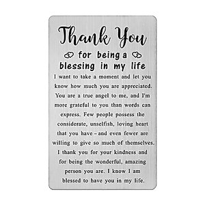 Metal Engraved Card - Thank You Gifts for Women Men - Appreciation Gifts for Friends - Thank You for Being A Blessing Card - Apprecation Gift Ideas