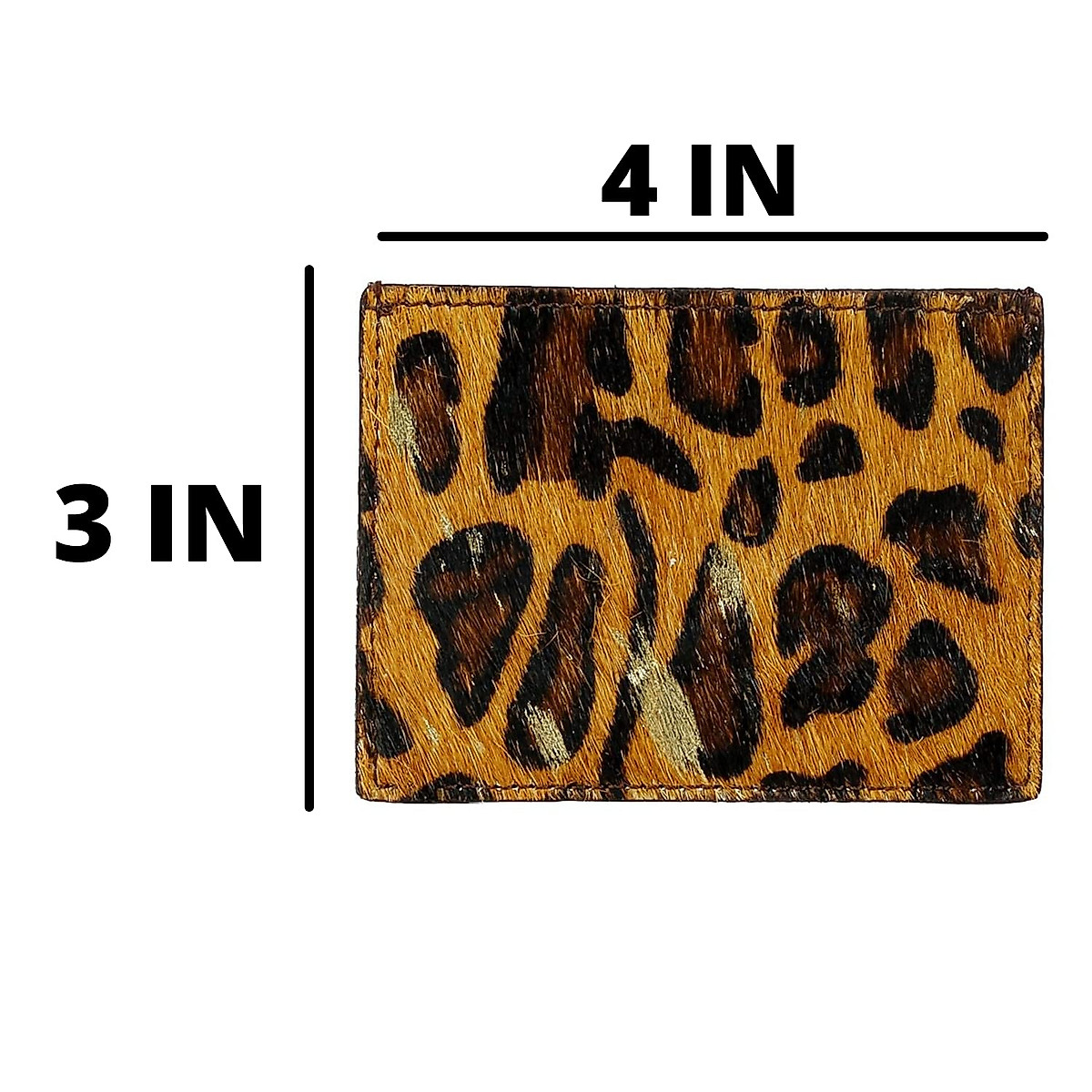 Cheetah Print Faux Fur with Gold Tone Accents Credit Card Holder for Women, Cute Minimalist Holders for Cards and Money, Small Wallets for Purse, 3 x 4 Inches