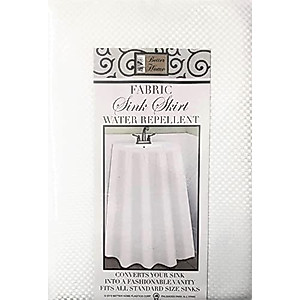 Better Home Mosaic Fabric Sink Skirt, Self Stick, Water Repellent, White