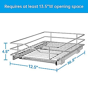 Pull Out Cabinet Drawer Organizer,Heavy Duty Slide Out Pantry Shelves Sliding Drawer Storage For Kitchen,Bathroom,Home,Wire Frame, Chrome Finish