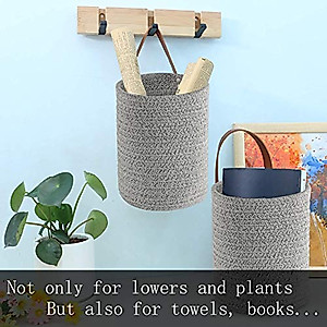 Clubasket Wall Hanging Rope Basket Small Woven Basket Hanging Storage Rope Basket Cotton Rope Basket Storage Bins for Home Décor, Baby Nursery (M-Grey06)