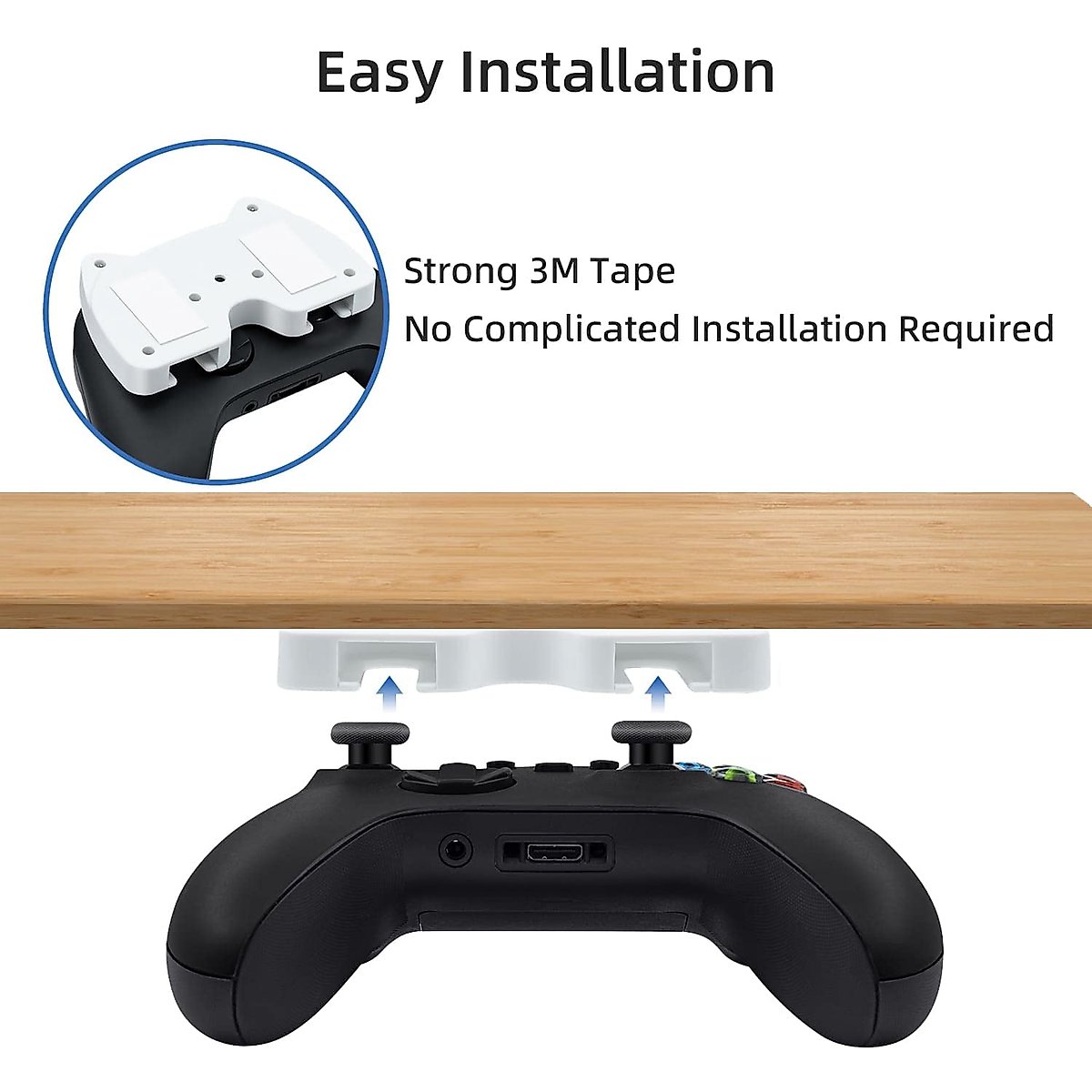 Mcbazel Under Desk Mount for Xbox Series X/S, Xbox One X/S, Xbox One, Xbox 360, Switch Pro Controller, Table Stand Holder Compatible with Xbox and Switch Pro Controller - White