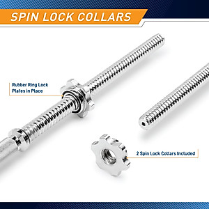 Marcy 6 ft. Two-Piece Standard Weight Bar with Threaded Spin Lock Collars for 1-inch Weight Plates Free Weights Accessory for Home Gym TRB-72.2