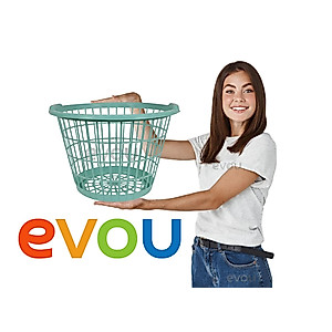 Evou Set of 4 Laundry Baskets Hampers (Several Colors) Lightweight Plastic, for Clothes, Towels, Storage of Kids & Baby Toys, Garden, 1 Bushel Capacity (White)