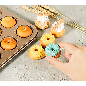 Webake Mini Donut Pan Non-stick 24-Cavity Small Donut Tray Heavy Gauge Bite Size Inch Doughnut Pans for Baking