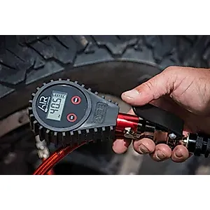 ARB ARB601 Digital Tire Pressure Gauge with Braided Hose and Chuck, Inflator and Deflator 25-75 PSI Readings