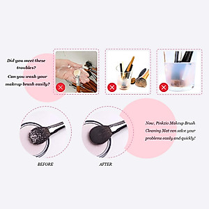 PINKZIO 3PCS Silicone Makeup Brush Cleaning Mat, Portable Brush Cleaner Mat (Red,Blue,Pink)