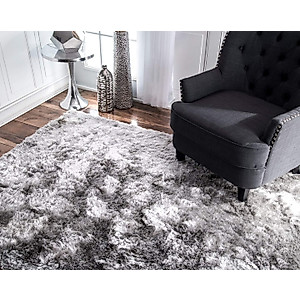 nuLOOM Latonia Modern Silky Shag Area Rug, 4x6, Silver