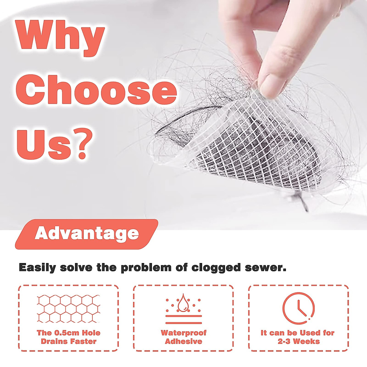 24 Pack Disposable Shower Drain Hair Catcher for Shower, Hair Stopper for Shower Drain Hair Catcher Mesh Stickers for Bathtub, Bathroom, Kitchen