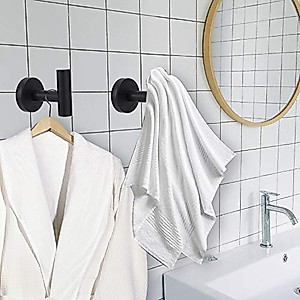 Mavel Towel Hooks, 2 Pack Bathroom Hooks SUS304 Matte Black Wall Hooks Heavy Duty Coat Hooks Robe Hook Wall Mounted Towel Hanger for Bathroom Kitchen Washroom Restroom