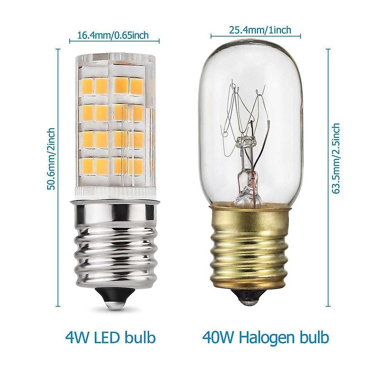 E17 LED Bulb Microwave Oven Light 4 Watt Warm White 3000K dimmable 52x2835SMD AC110-130V (Pack of 2)