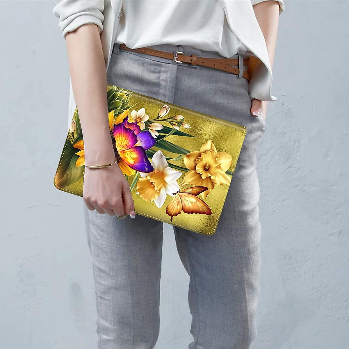 Case for Samsung Galaxy Tab A8 10.5 Inch 2022 Model (SM-X200/X205/X207), Galaxy Tab A8 10.5 inch Tablet Cover, Slim Folding Stand Cover with Auto Wake/Sleep, Sunflower Butterfly