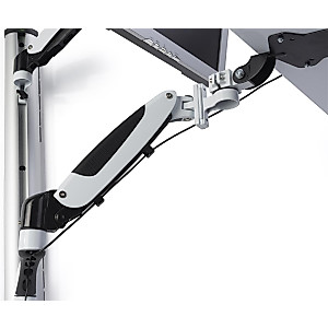 Displays2go Monitor Desk Mount Stands, Aluminum, Adjustable Height – Silver (VMSSWWMA27)