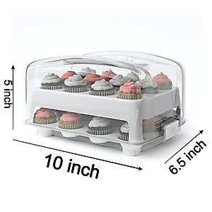 Top Shelf Elements for Mini Small Size Cupcakes. NOT for Standard Size Cupcakes. Fashionable Green Mini Cupcake Carrier Holds 24 Mini-Size Cupcakes, Mini Cupcake Traveler, Reusable Cupcake Box