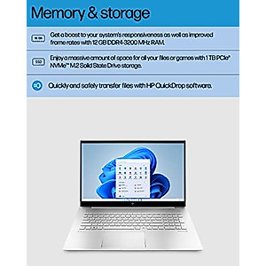 HP Envy Laptop, Intel Core i7-1255U Processor, Intel Iris Xe Graphics, 12 GB RAM Memory, Windows 11 Home Operating System, (17-ch2010, Natural Silver)