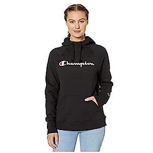 Champion womens Classic Script Logo, Powerblend Fleece Hoodie Hooded Sweatshirt, Black-y08113, X-Small US