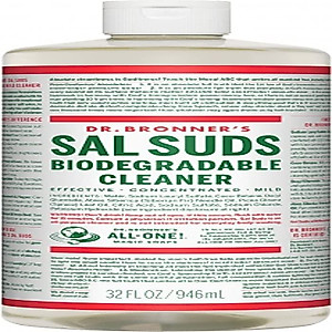 Dr. Bronner's - Sal Suds Biodegradable Cleaner (32 Ounce) - All-Purpose Cleaner, Pine Cleaner for Floors, Laundry and Dishes, Concentrated, Cuts Grease and Dirt, Powerful Cleaner, Gentle on Skin