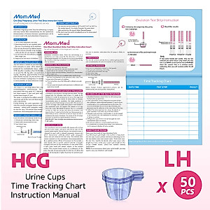 MomMed Ovulation Test Strips, 50 LH Ovulation Predictor Kit with 50 Collection Cups, Accurately Track Ovulation Test, High Sensitivity Result for Women Home Testing