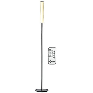 O’Bright LED Cylinder Floor Lamp with Remote Control, Full Range Dimming, Adjustable Color Temperature 3000K-6000K, Minimalist Standing Lamps for Living Room, Bedrooms and Office, Black