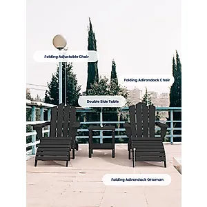 KINGYES Folding Adirondack Ottoman for Adirondack Chair, Black