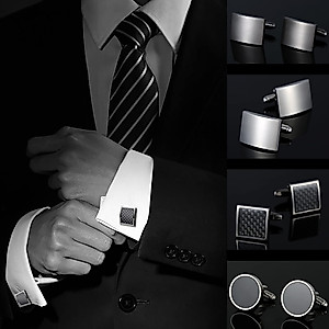 Tomovely 4 Pairs Cufflinks for Men Set Unique Cuff Links Mens Business Groom Gifts A