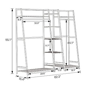 MoNiBloom Bamboo Trapezoid Clothing Rack with 5-Tier Storage Shelves Multi-Functional Clothes Rack, Clothes Hanging Rack Stand for Bedroom Living Room, Natural