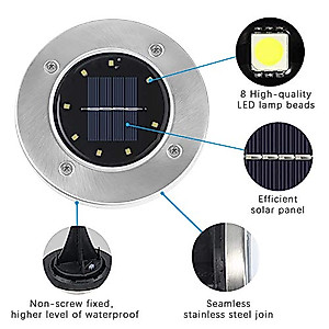 Solar Ground Lights, Solar Disk Lights 8LED Outdoor Landscape Lights for Garden Patio Pathway Lawn Yard Driveway Walkway(8Packs)