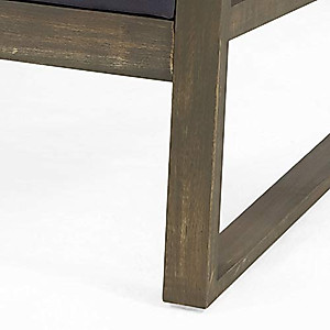 Christopher Knight Home Adrian Outdoor Acacia Wood Club Chairs with Water Resistant Cushions, Gray and Dark Gray