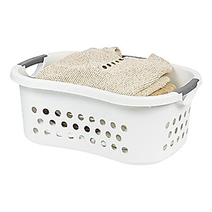 IRIS USA 50L Plastic Hip Hold Laundry Basket Hamper Organizer with Built-In Comfort Carry Handles, 1.4 Bushel, for Closet, Dorm, Laundry Room, Bedroom, Nestable, Ventilation Hole, Large, White