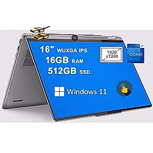 Lenovo Yoga 7i 16 2-in-1 Laptop 16" WUXGA IPS Touchscreen Low Blue Light 13th Gen Intel 10-Core i7-1355U 16GB RAM 512GB SSD Fingerprint Backlit Thunderbolt4 HDMI Win11 Gray + HDMI Cable