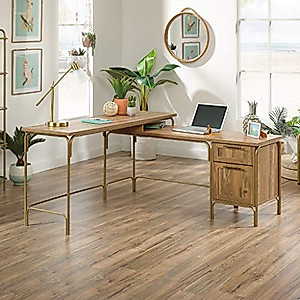 Sauder Coral Cape L-Desk, L: 60.55" x W: 59.09" x H: 30.08", Sindoori Mango Finish