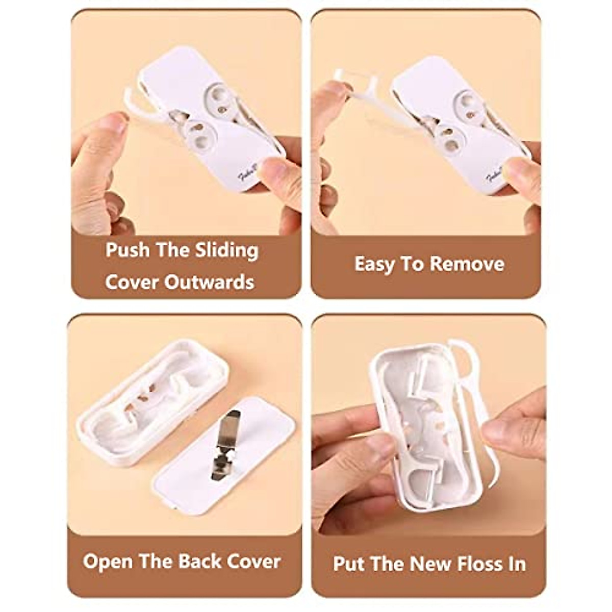 4PCS Flosser Dispenser Refillable，Portable Travel Floss Case,Dental Floss Dispenser Automatic Dental Floss Picks Cases for Teeth Cleaning