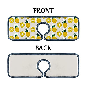 Kitchen Faucet Absorbent Mat 2 Pieces Pineapple Fruit Slices Faucet Sink Splash Guard Bathroom Counter and RV,Faucet Counter Sink Water Stains Preventer