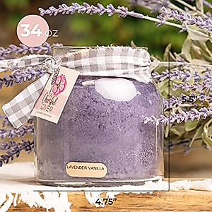 A Cheerful Giver — Lavender Vanilla - 34oz Papa Scented Candle Jar with Lid - Keepers of the Light - 155 Hours of Burn Time, Gift Candle, Violet