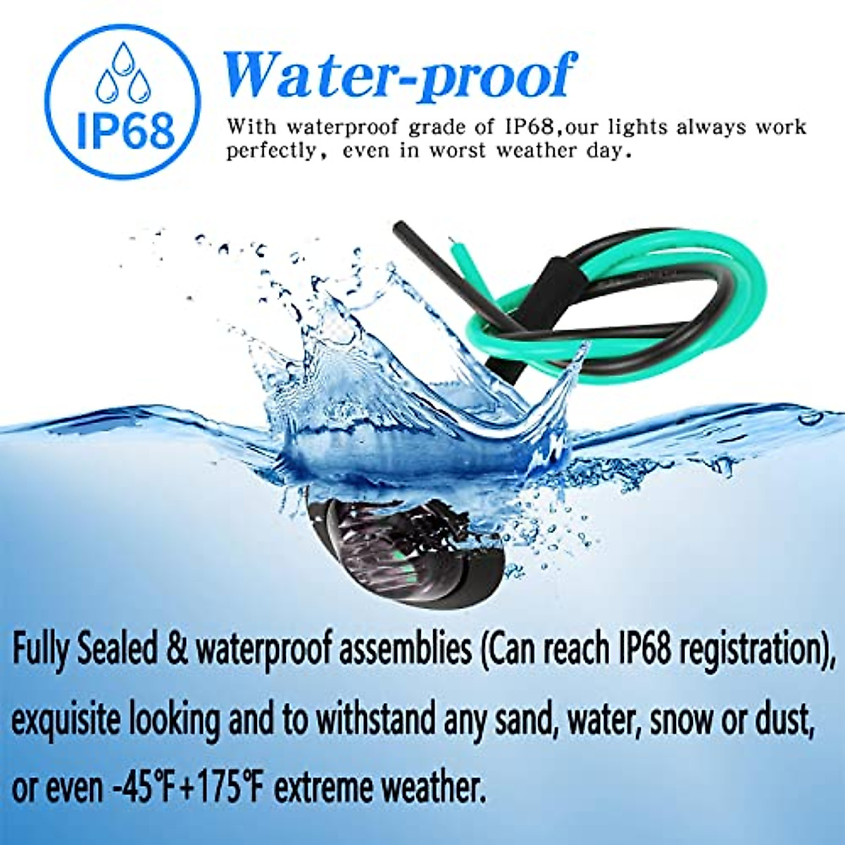 KEING 10 Pack Sealed Waterproof Mini Round 3/4 Inch Green LED Marker Lights Signal Light 12V for Trailer Truck Bus Pickup Van ATV RV Lorry Caravan, 5 Years Warranty (Smoked Lens)