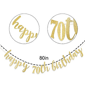 Happy 70th Birthday Banner - 70th Birthday Banner,70 Banner Gold,70th Anniversary Banner Gold,70th Birthday Banner for Women/men,happy 70th Birthday Banner Party Decorations